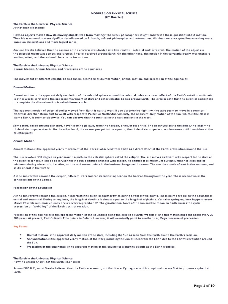 Module 1 On Physical Science 2nd QRTR | Download Free PDF | Planets ...