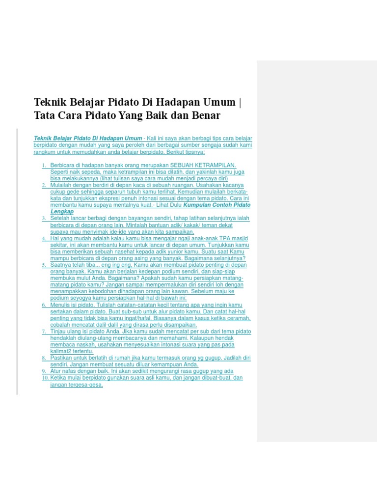 Teknik Berpidato yang Efektif | PDF