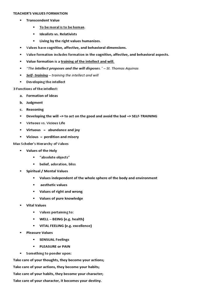 01-Teacher's Values Formation | PDF