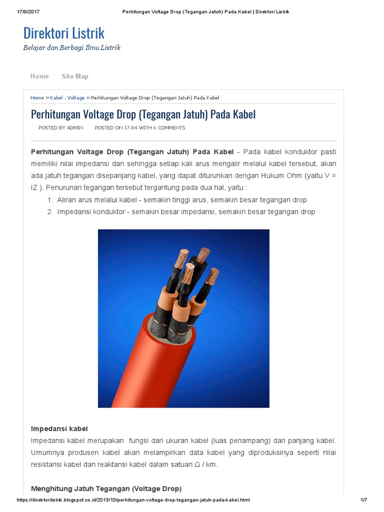 Perhitungan Voltage Drop (Tegangan Jatuh) Pada Kabel _ Direktori Listrik