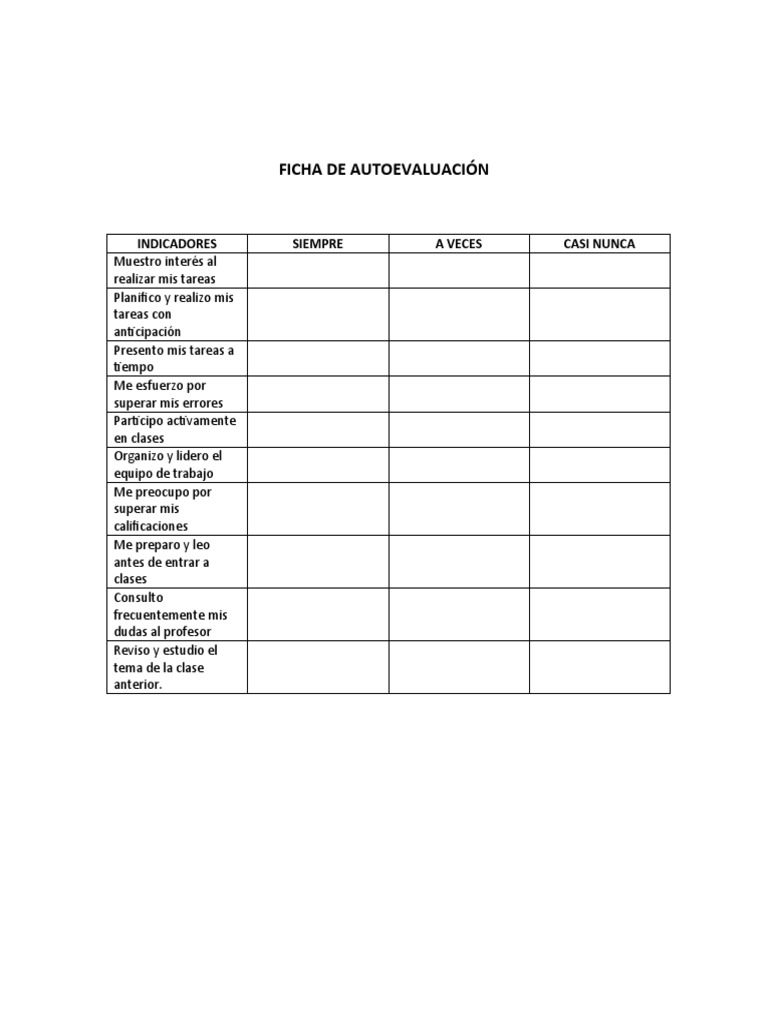 Ficha de Autoevaluación, Coevaluación, Heteroevaluación | PDF | Crecimiento personal y profesional