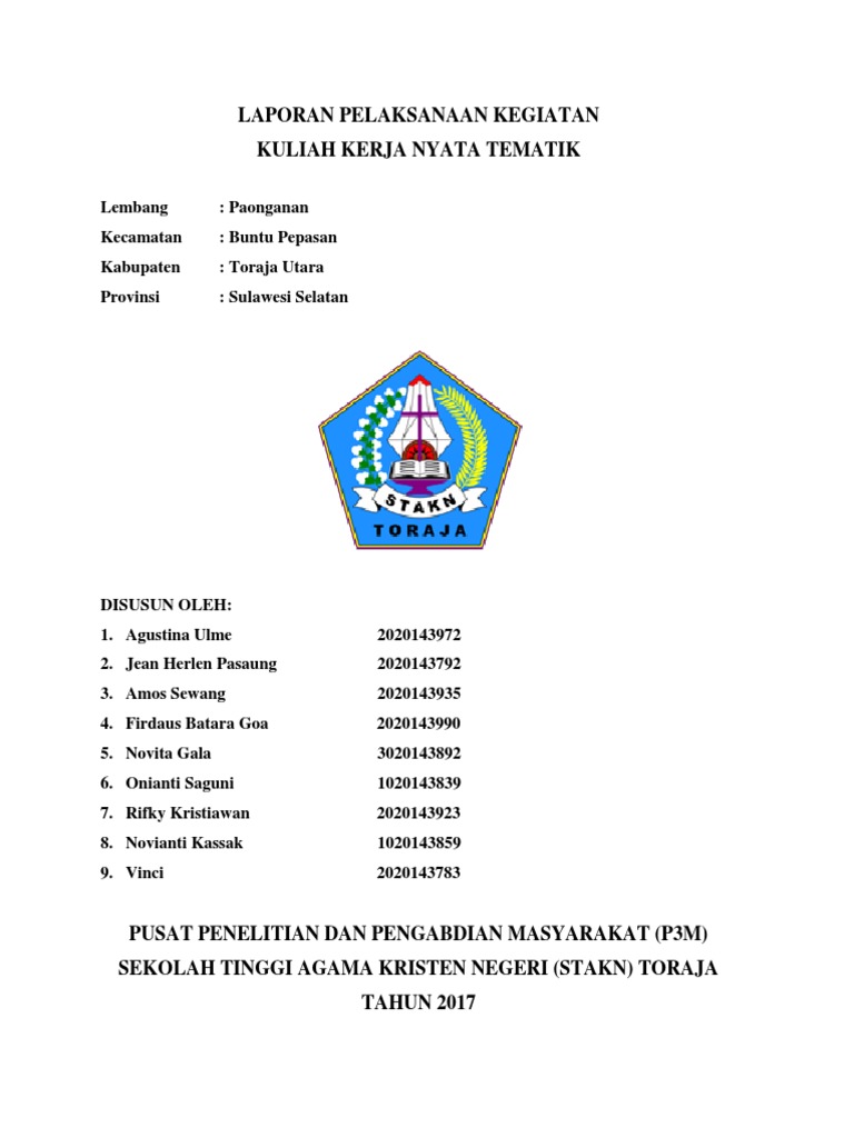 Laporan Kegiatan KKN STAKN Toraja | PDF | Karier & Perkembangan | Sains ...