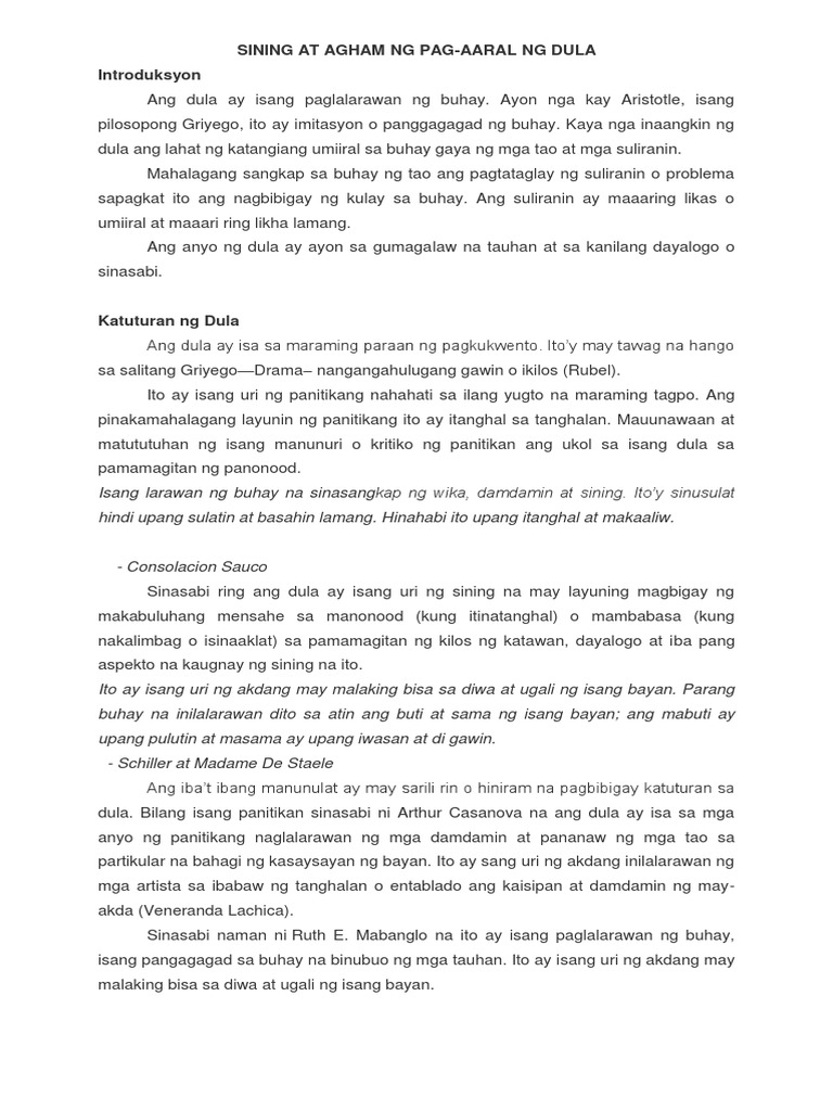 Pagsusuri NG Dula | PDF