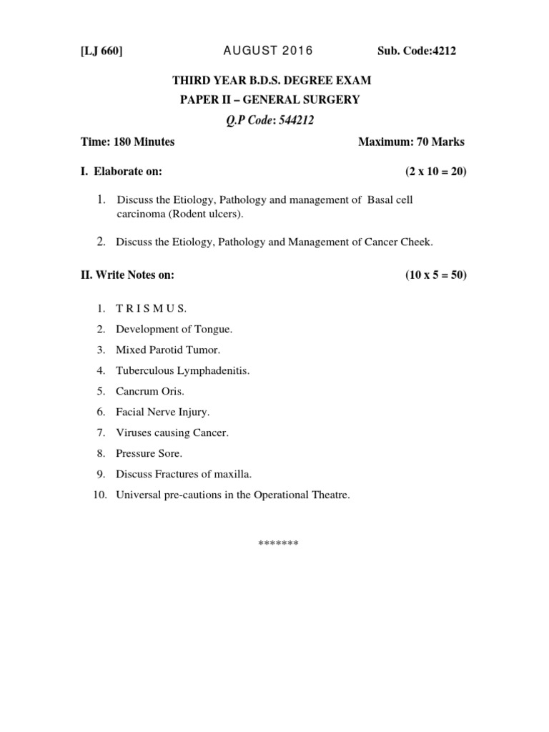 General Surgery Question Papers | PDF