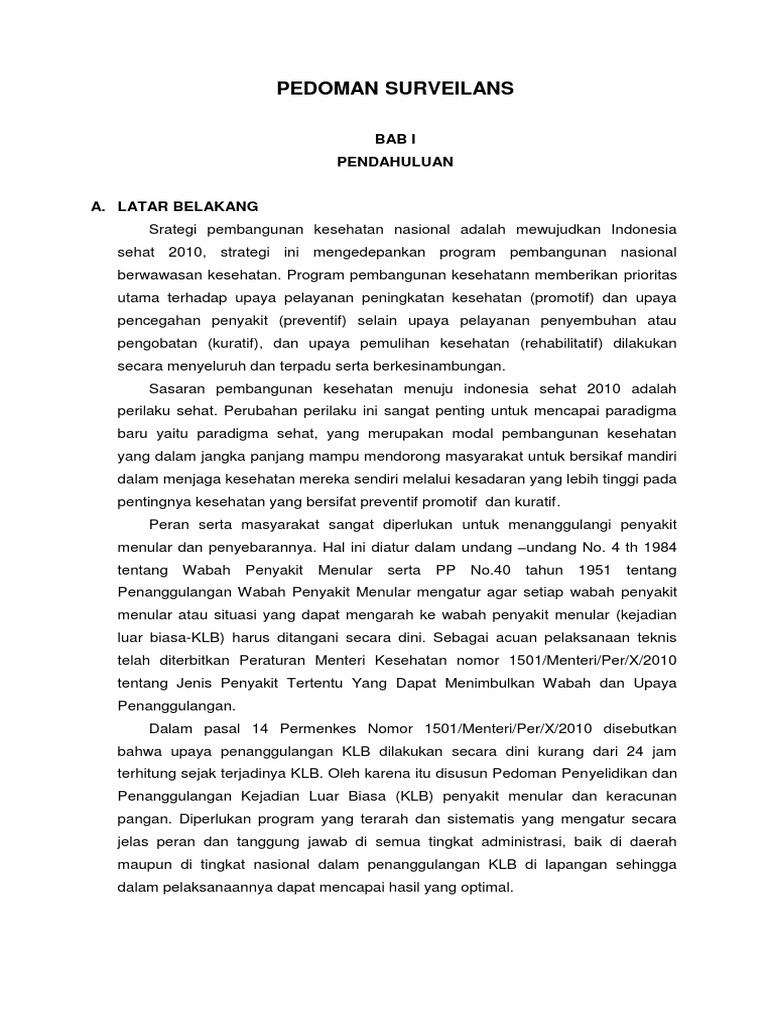 Pedoman Surveilans | PDF | Pengembangan Diri