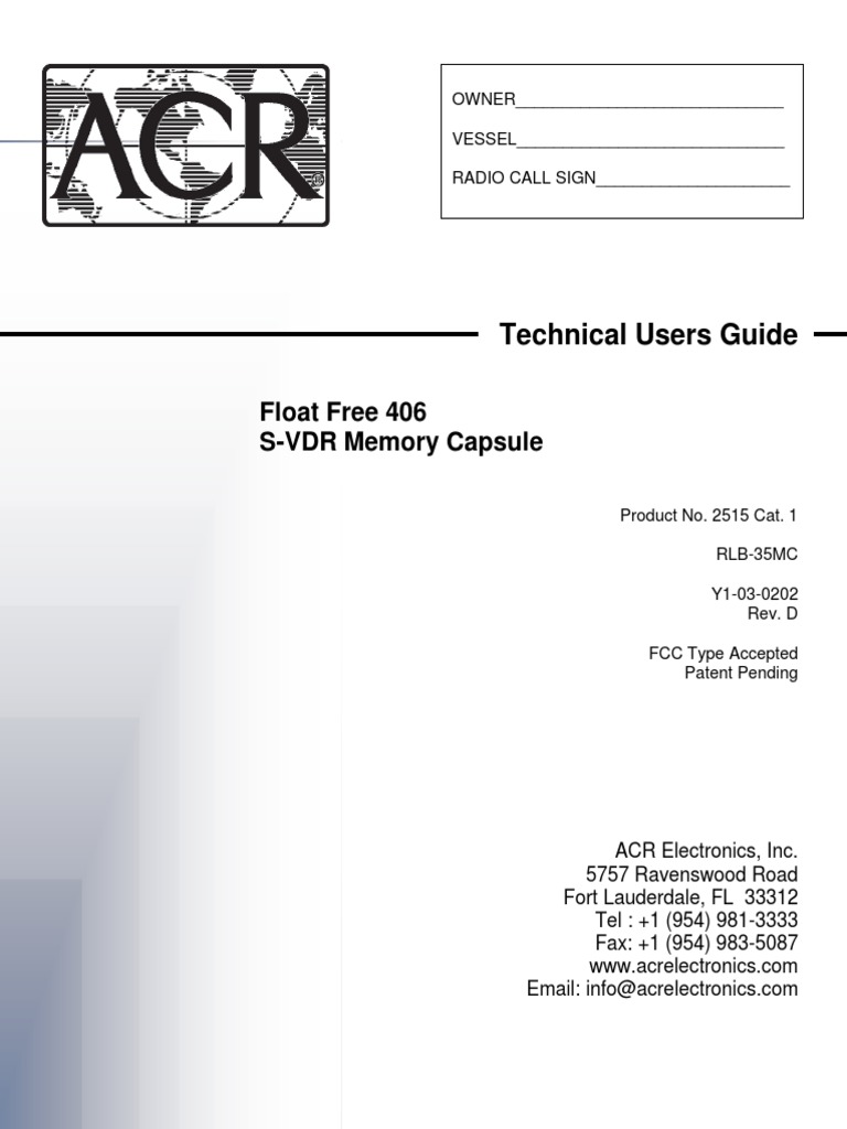Technical Users Guide: Float Free 406 S-VDR Memory Capsule | PDF ...