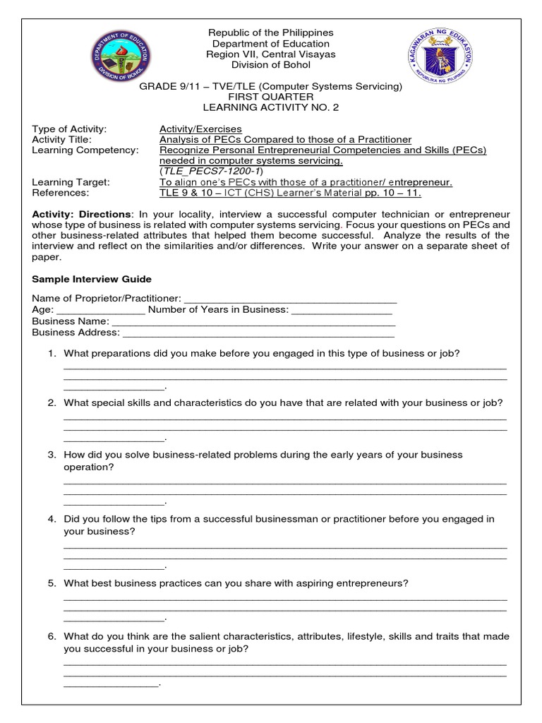 DLP TLE - ICT Activity 2 | PDF | Entrepreneurship | Educational Psychology