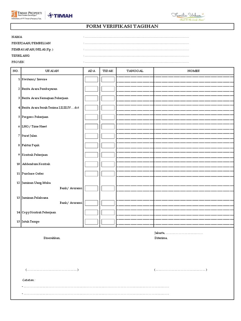 Form Verifikasi Tagihan | PDF
