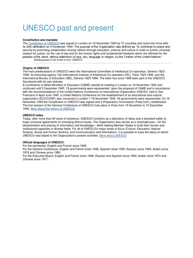 UNESCO Introduction | PDF | Unesco | United Nations