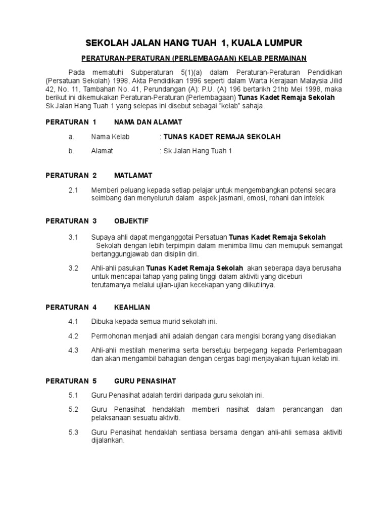 Draf Perlembagaan Tkrs | PDF