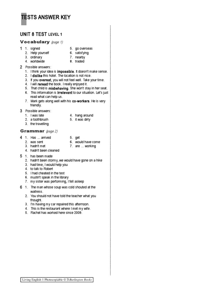Unit 8 Self Test ANSWERS | PDF