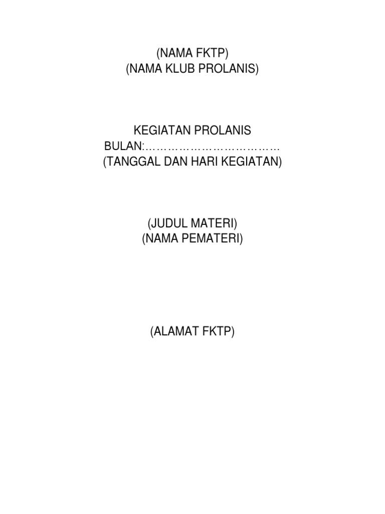 Format Laporan Prolanis | PDF