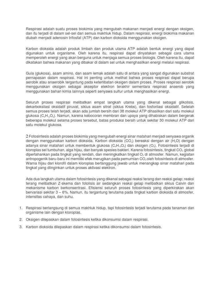Respirasi Adalah Suatu Proses Biokimia Yang Mengubah Makanan Menjadi ...