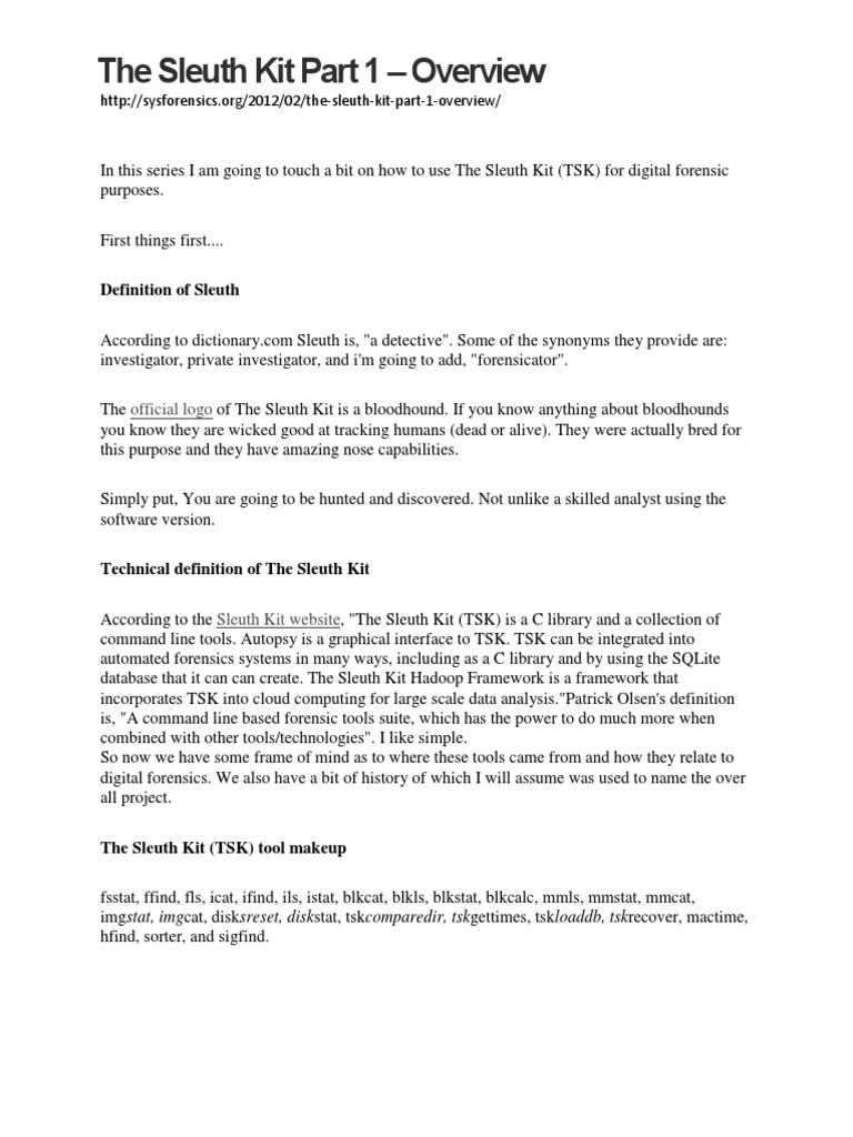 Overview of The Sleuth Kit Tools | PDF | Digital Forensics | Computer ...