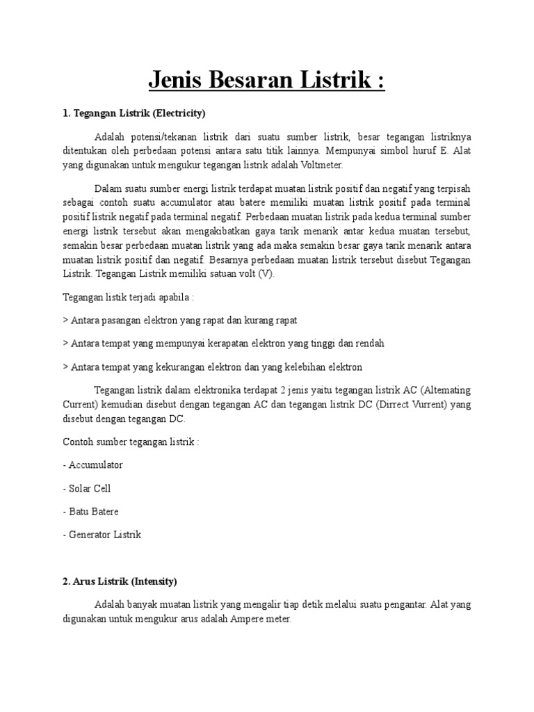 Jenis Besaran Listrik | PDF