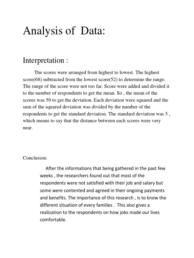 Analysis of Data:: Interpretation | PDF