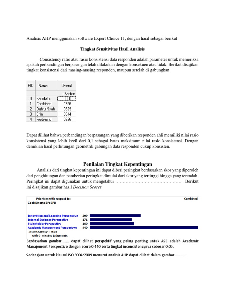 Analisis AHP Menggunakan Software Expert Choice 11 | PDF