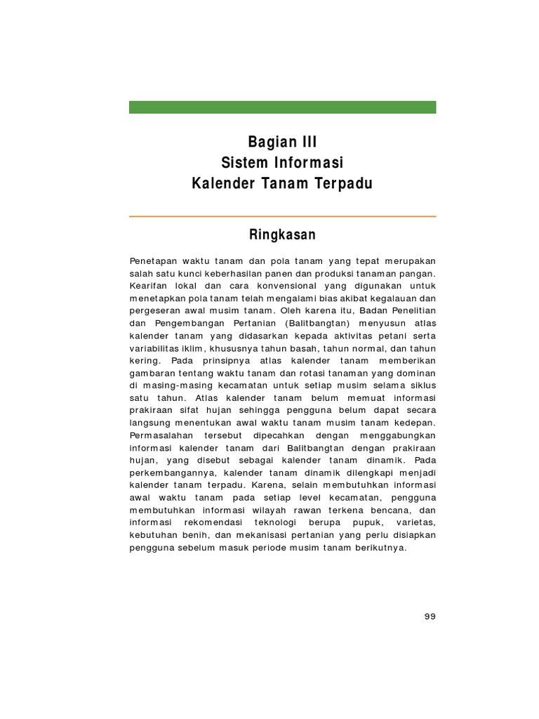 Kalender Tanam Terpadu untuk Petani | PDF