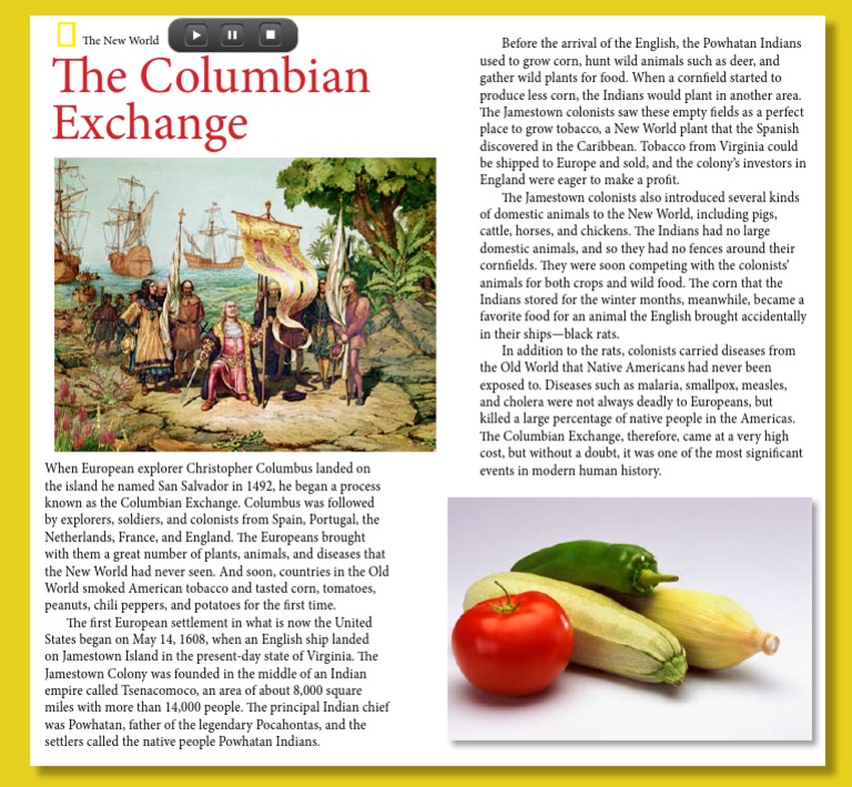 The Columbian Exchange: Reading | PDF | Jamestown, Virginia | New World