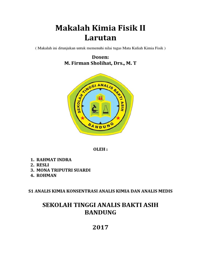 Makalah Kimia Fisik II Larutan | PDF