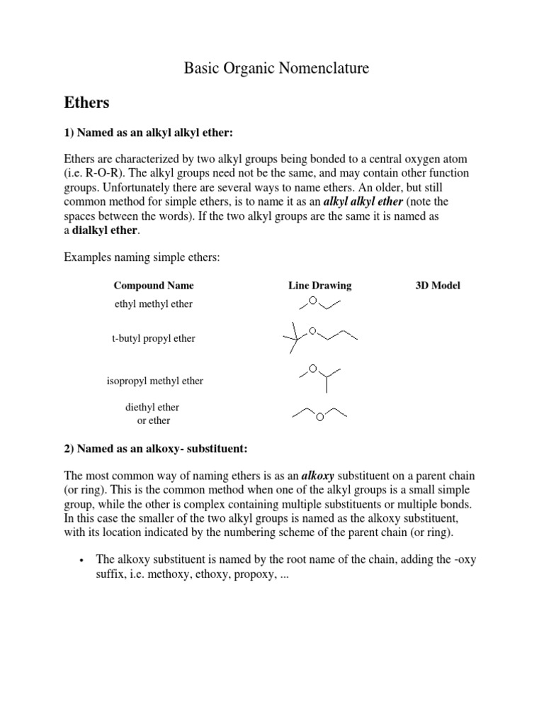 Ethers Naming | Ether | Chemical Compounds