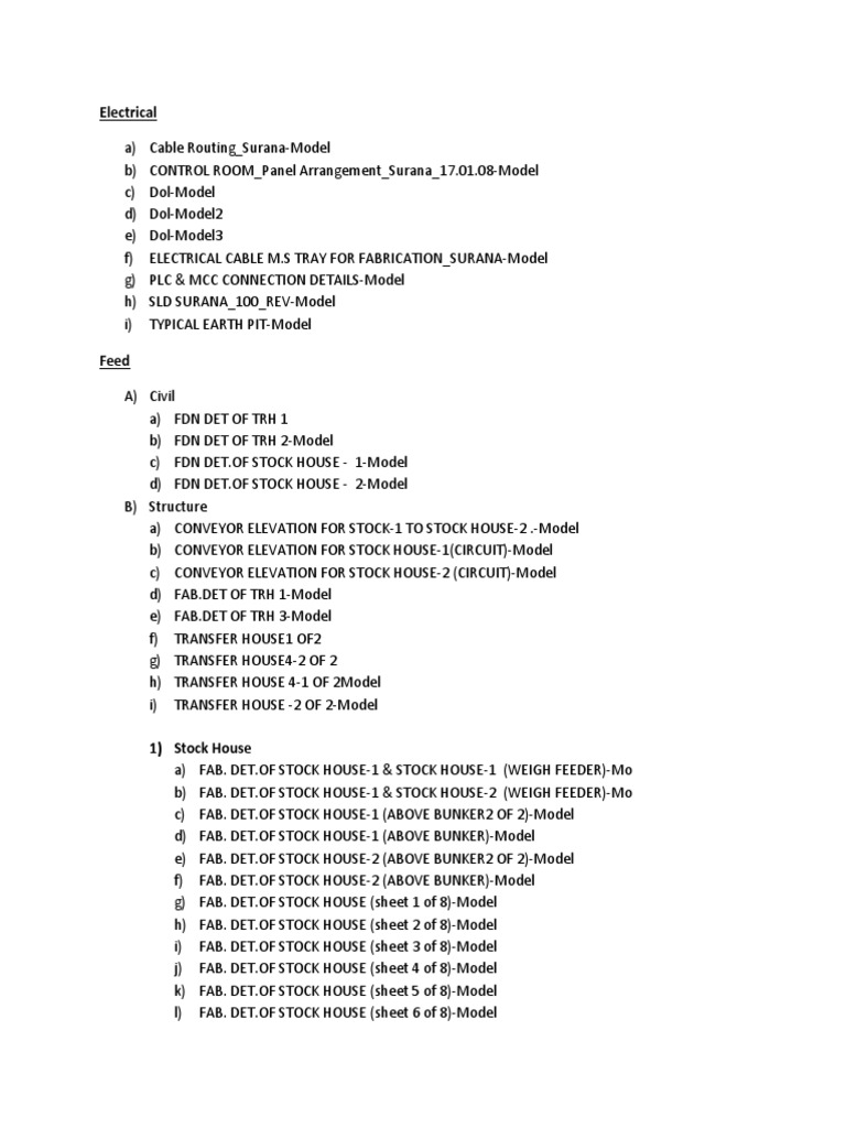 DRI Drowings Index | PDF