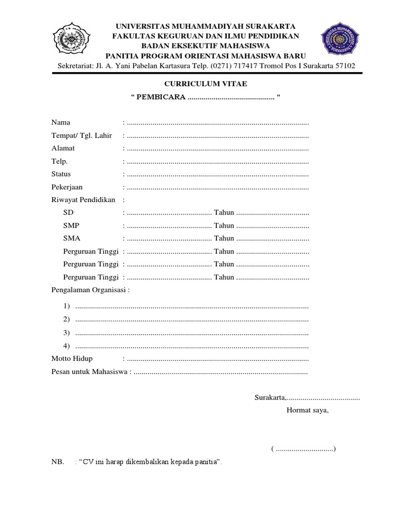 Curriculum Vitae Pembicara | PDF
