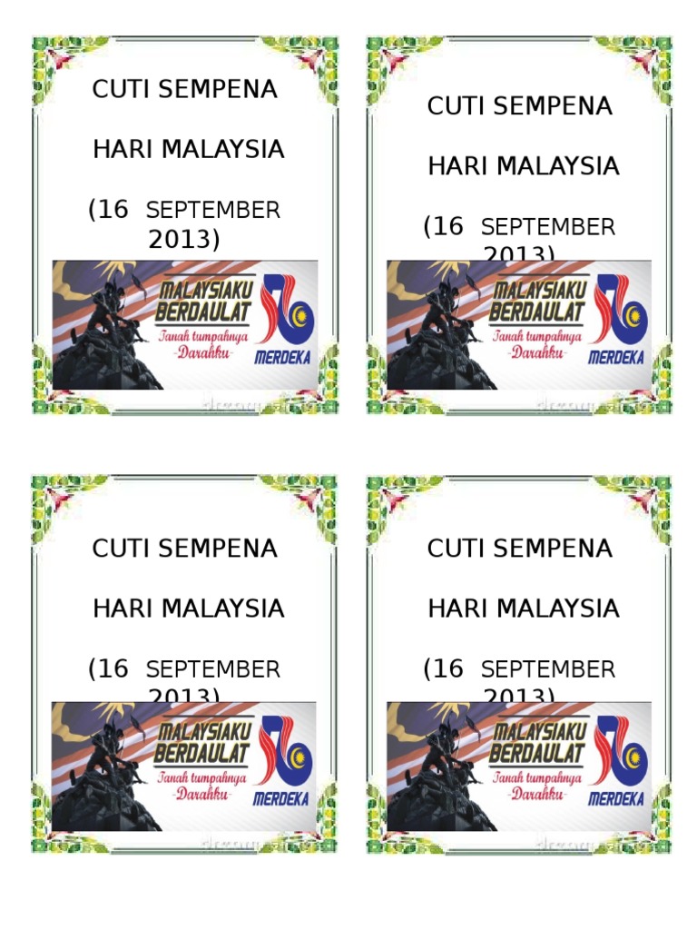 Cuti Sempena Hari Malaysia (16 2013) Cuti Sempena Hari Malaysia (16 ...
