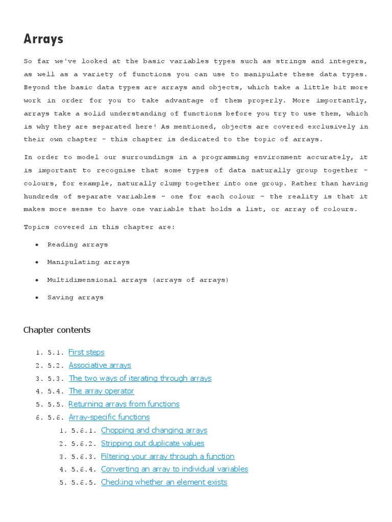 Php Arrays Pdf Array Data Structure Array Data Type 5786