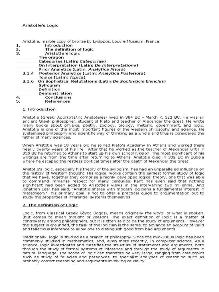 Aristotle Logic | PDF | Logic | Argument