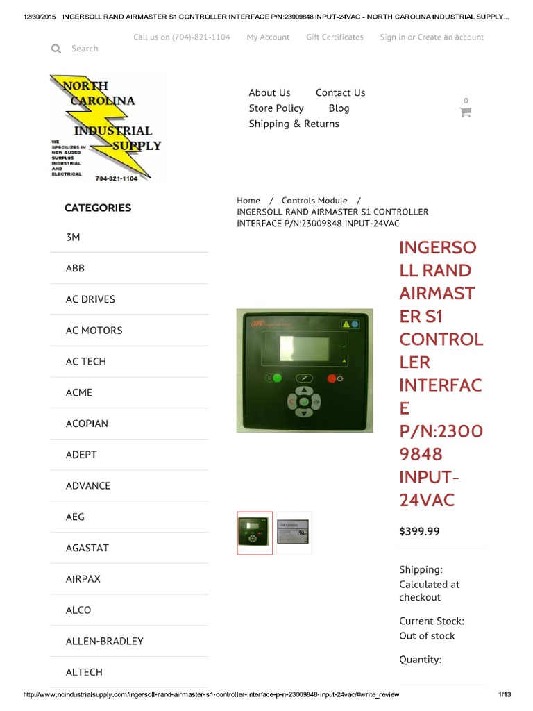 Ingersoll Rand Airmaster s1 Controller .. | PDF