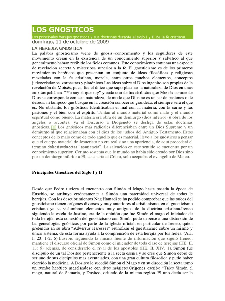 Los Gnosticos | PDF | Ireneo | Gnosticismo