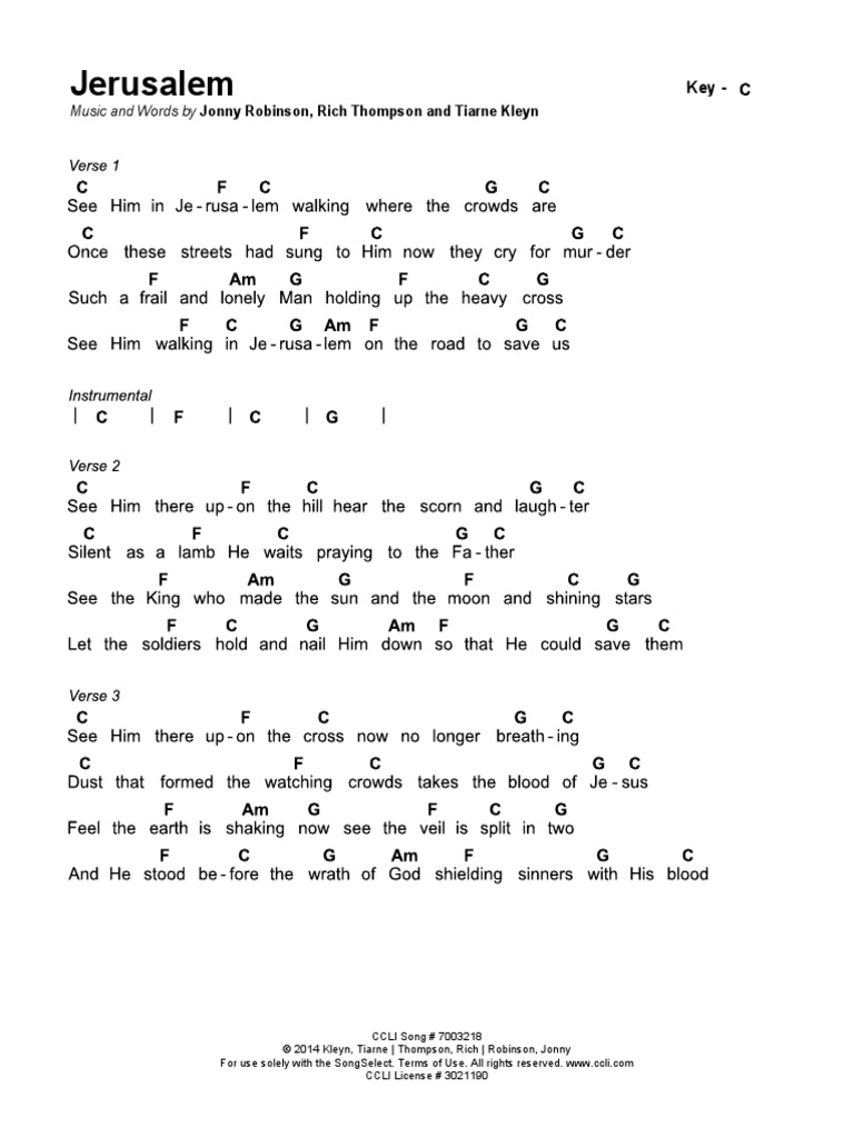 Worship Song: Jerusalem | PDF