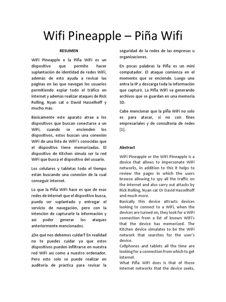 Wifi Pineapple | PDF | Punto de acceso inalámbrico | Wifi