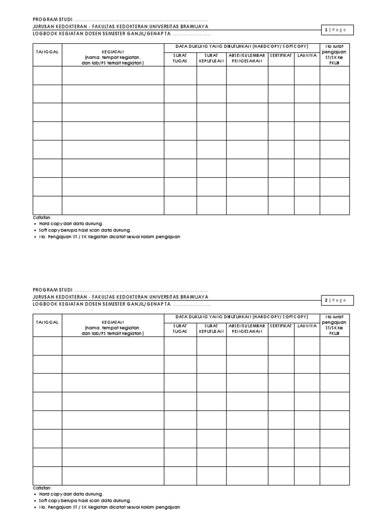 Logbook Kegiatan Dosen FKUB | PDF
