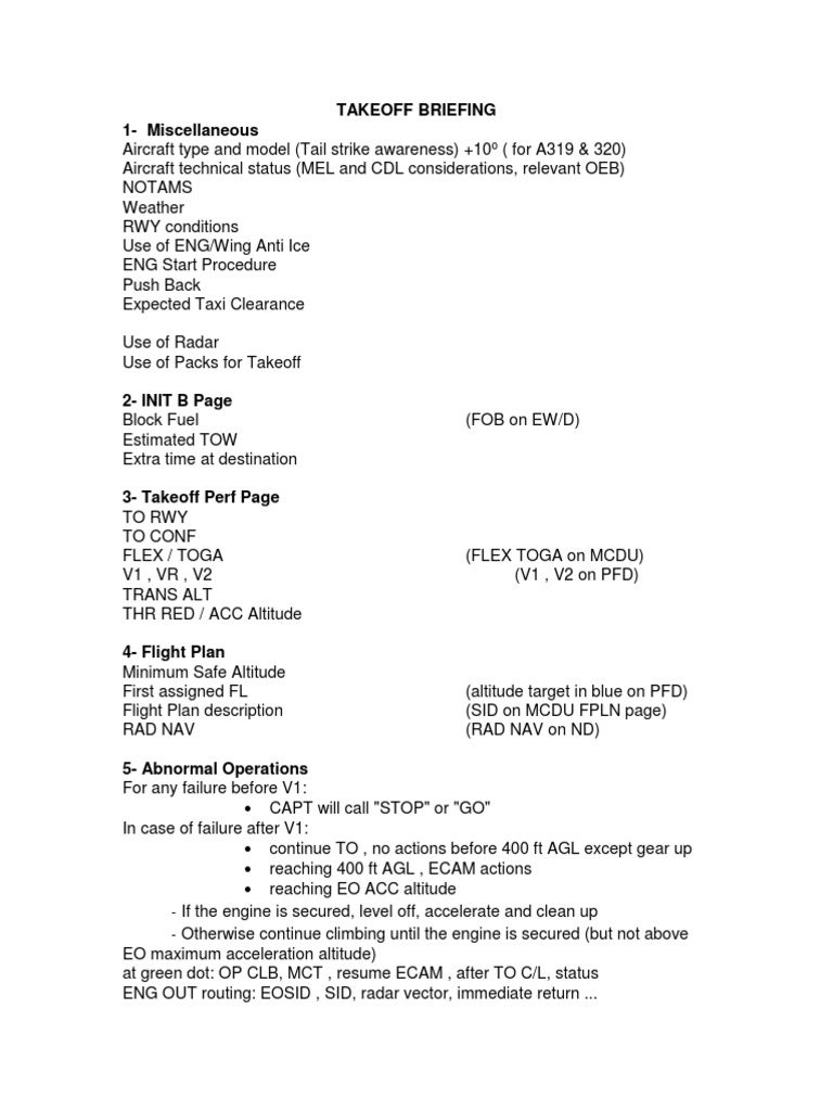 A320 Briefings | Runway | Instrument Flight Rules