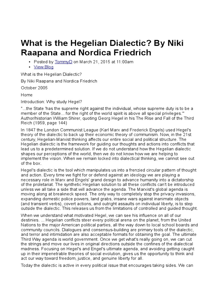 What Is The Hegelian Dialectic Pdf Georg Wilhelm Friedrich Hegel