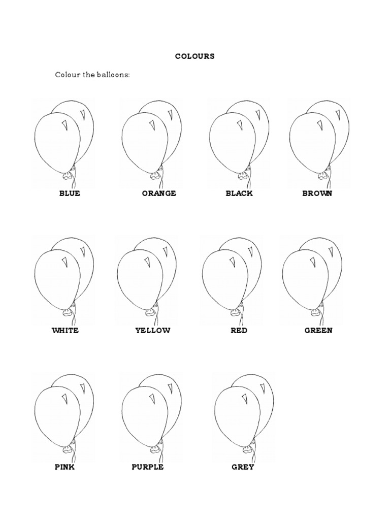 Colours: Colour The Balloons | PDF