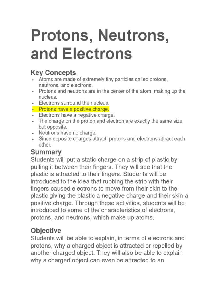 Understanding Atoms: Protons, Neutrons, Electrons | PDF