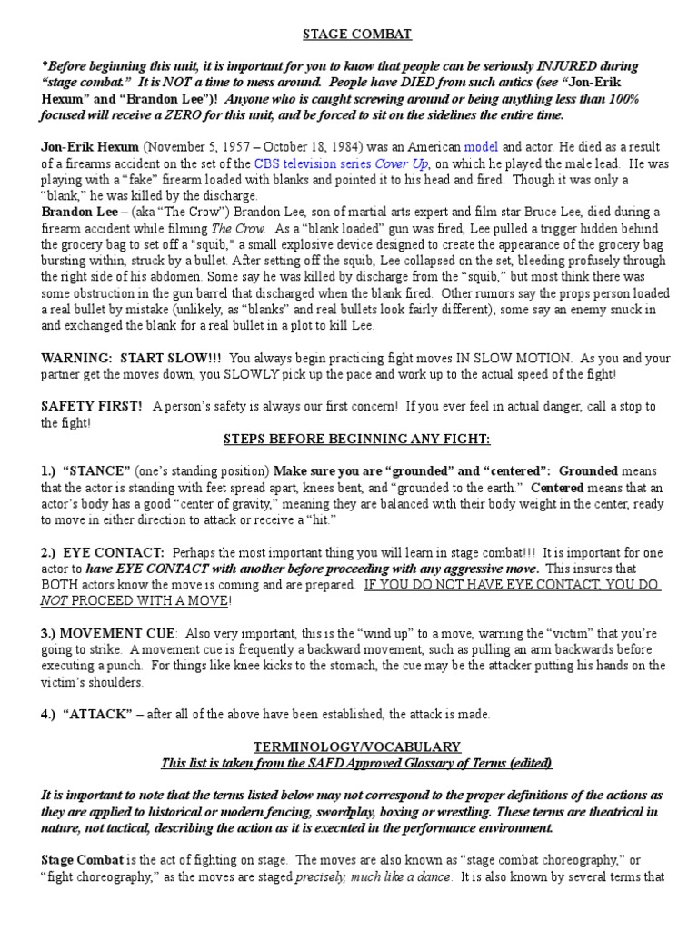 Stage Combat | PDF | Sword | Combat