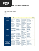 Oral Exam Rubric | PDF | Fluency | Rubric (Academic)