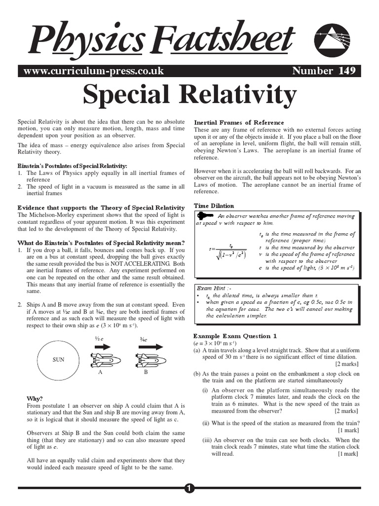 Special Relativity Redacted | PDF | Special Relativity | Mass