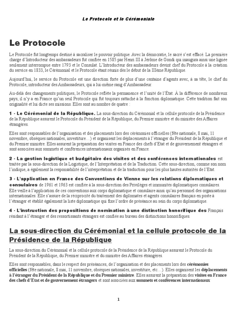 Le Protocole | PDF | Consul | Diplomatie