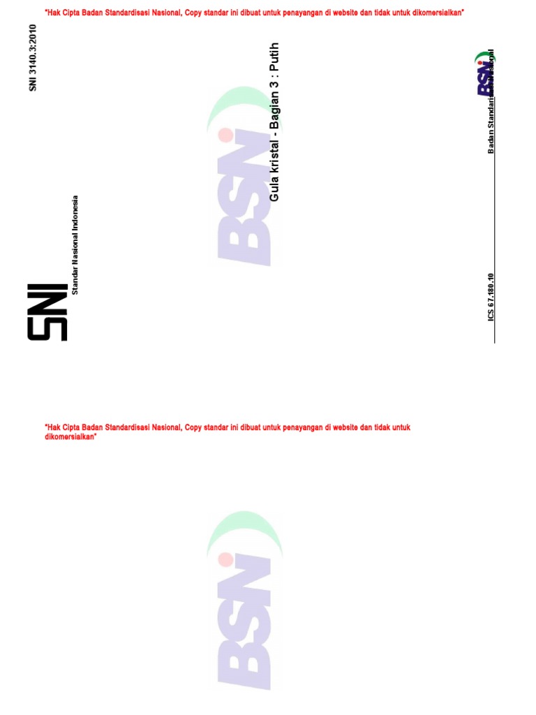 Standar SNI Gula Kristal Putih 2010 | PDF
