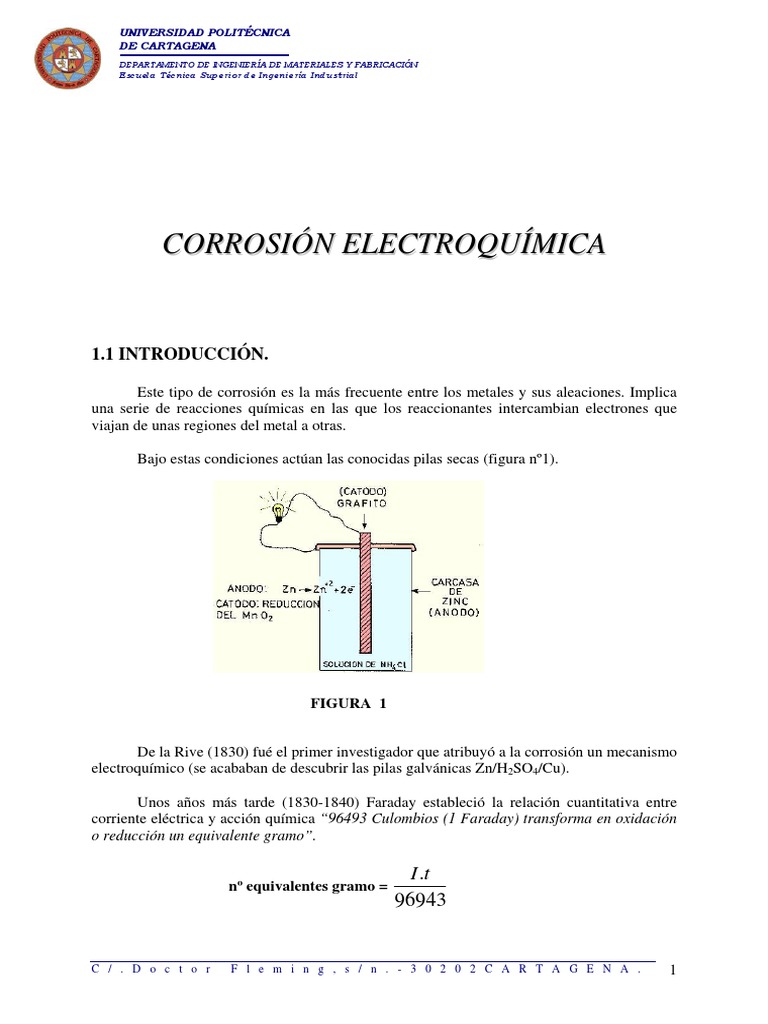 Tema 1 Corrosion Electroquimica | PDF | Corrosión | Electroquímica