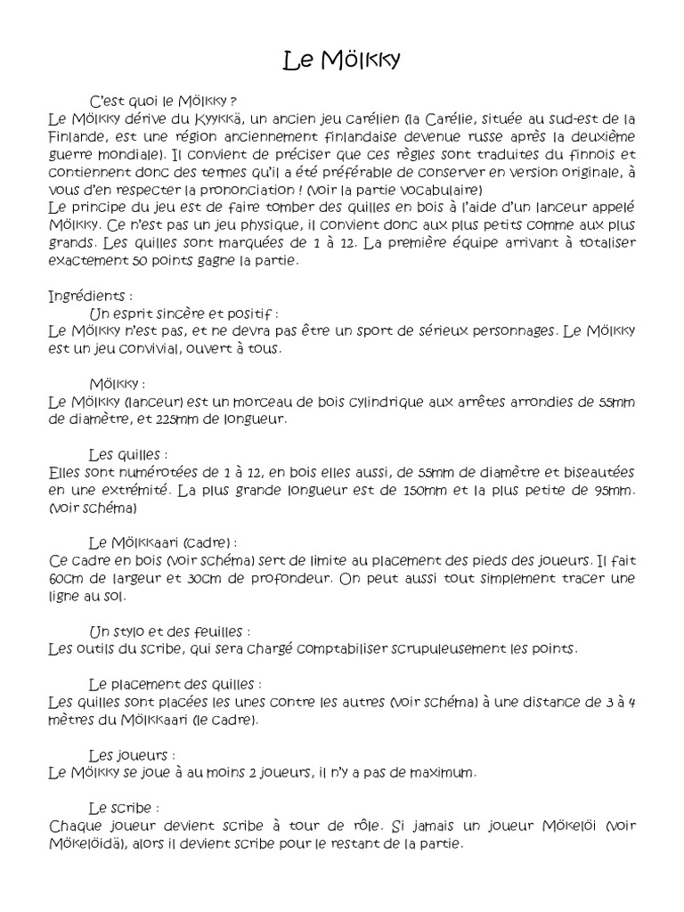 Regles Molkky PDF | PDF | Des sports | Loisirs