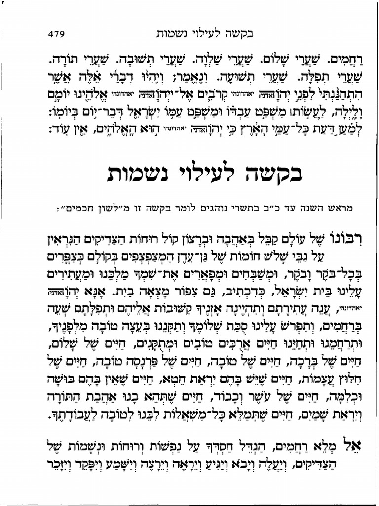 Bakasha Lilui Nishmat | PDF