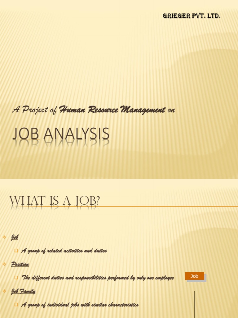 Job Analysis: A Project of Human Resource Management On | PDF ...