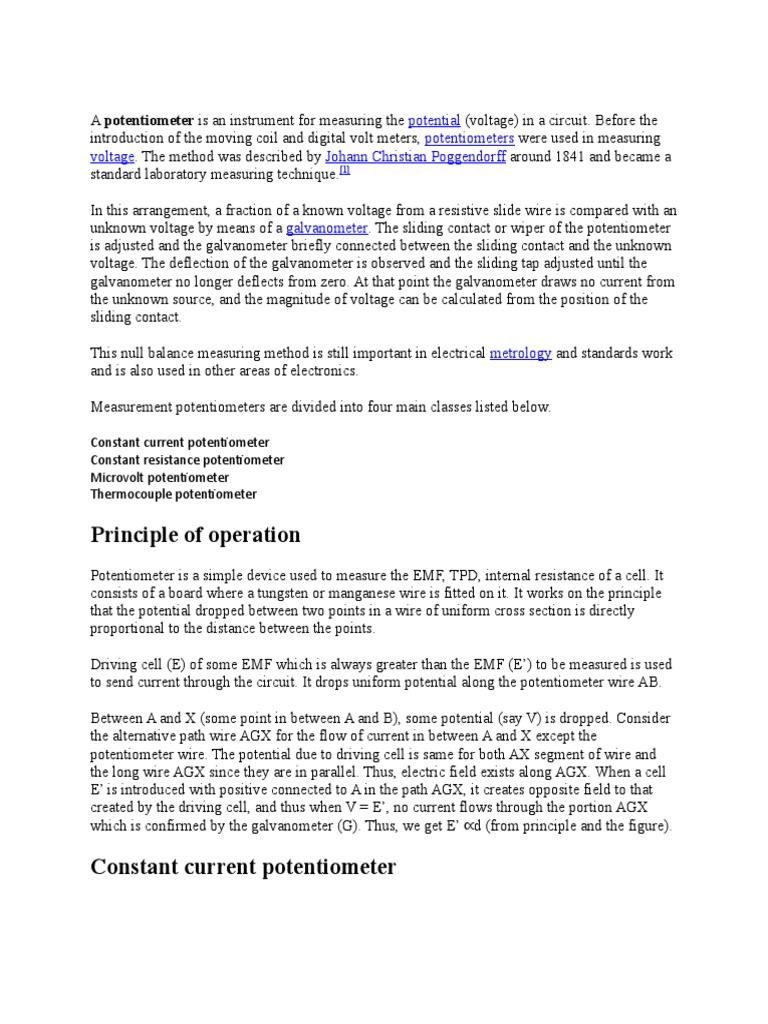 Potentiometer | PDF | Physical Quantities | Quantity