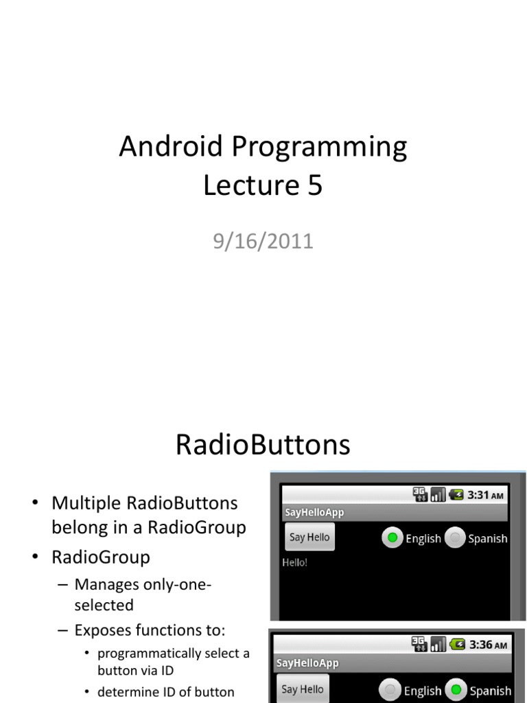 Android Lecture5 | PDF | Array Data Type | Information Technology Management